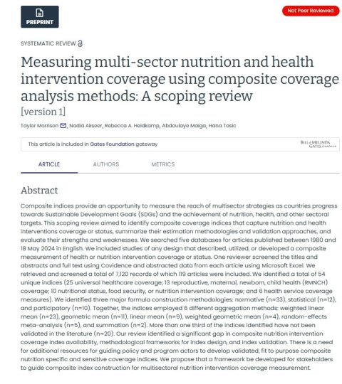 Measuring multi-sector nutrition and health intervention coverage using ...